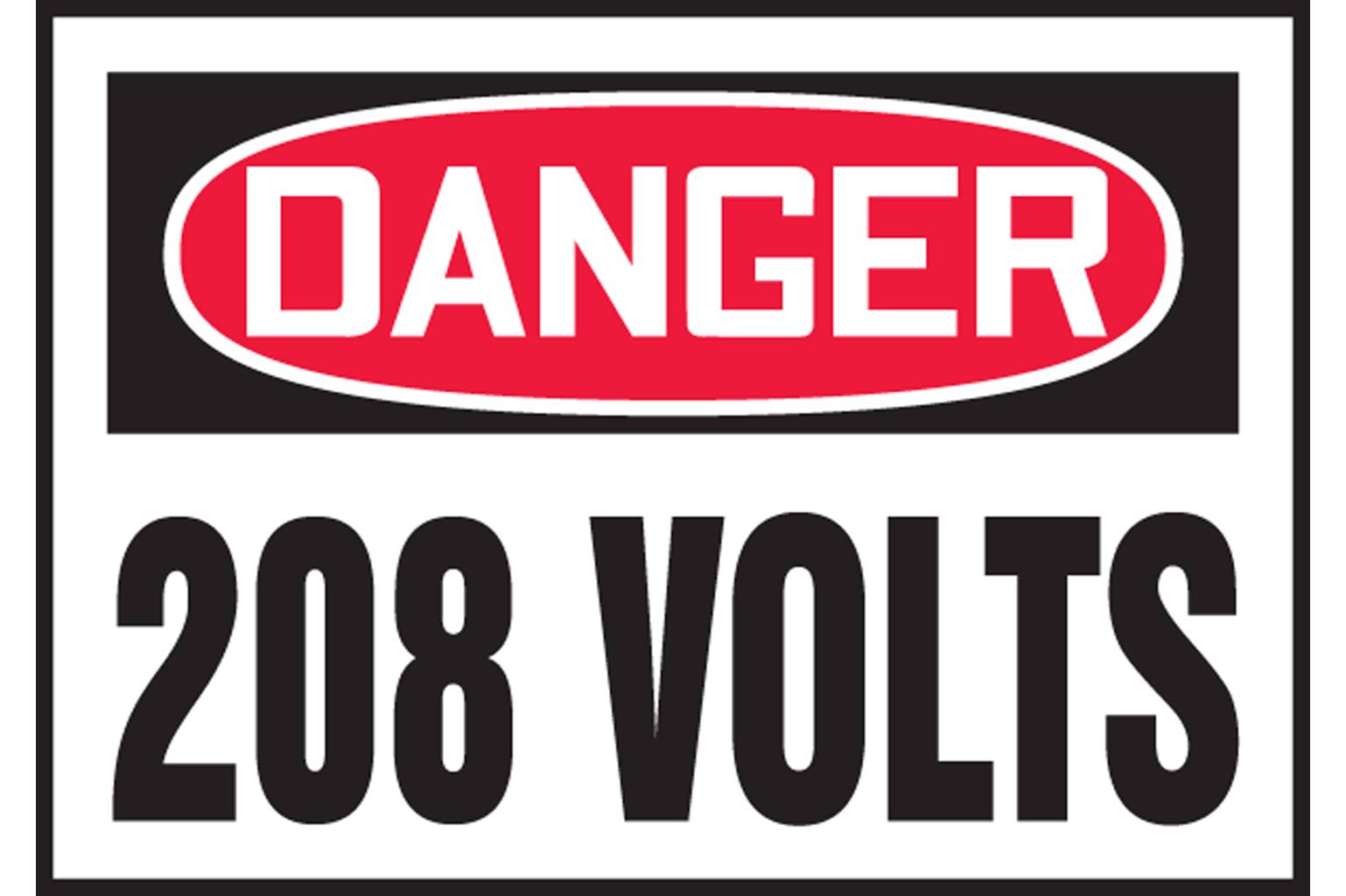 Accuform 3.5 X 5 DANGER 208V LABEL | acflelc155vsp | ohcanadasupply.ca