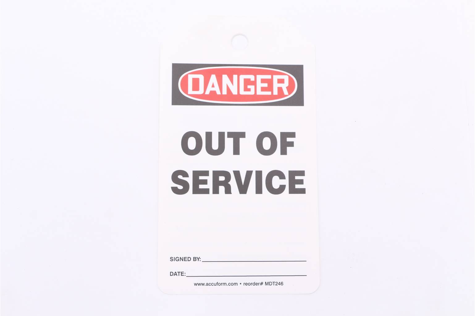 Accuform DANGER OOS TAG | acfmdt246ctp | Gregg Distributors LP