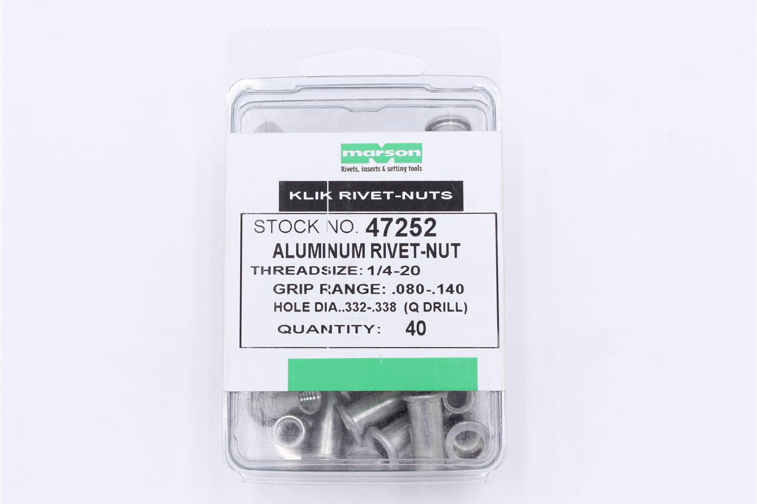 Marson PK/40 1/4-20 ALUM RIV NUTS | alc47252 | Gregg Distributors LP