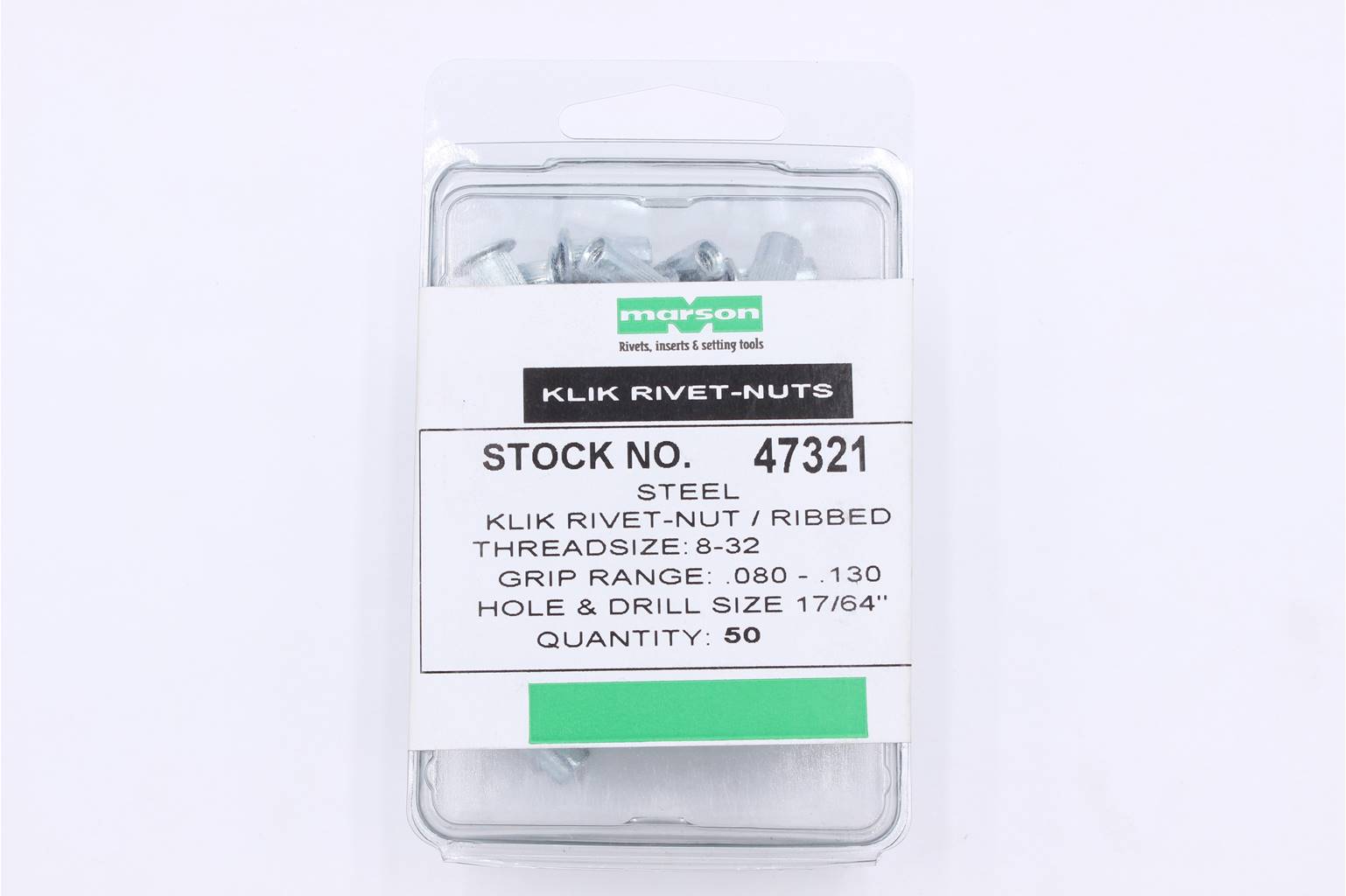 Marson #8-32 ML SERIES RIBBED RIVET-NUTS, STEEL, PACK OF 50 | alc47321 ...