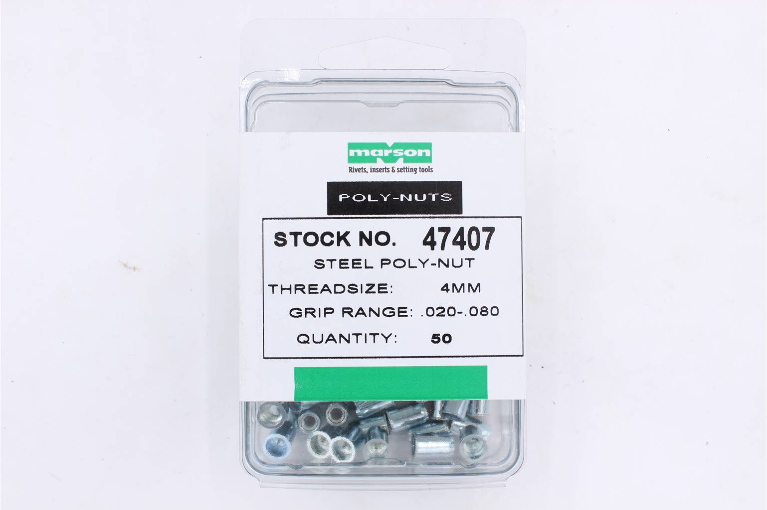 Marson 4 MM Klik Poly-Nut Pack, Steel, Pack Of 50 | alc47407 ...