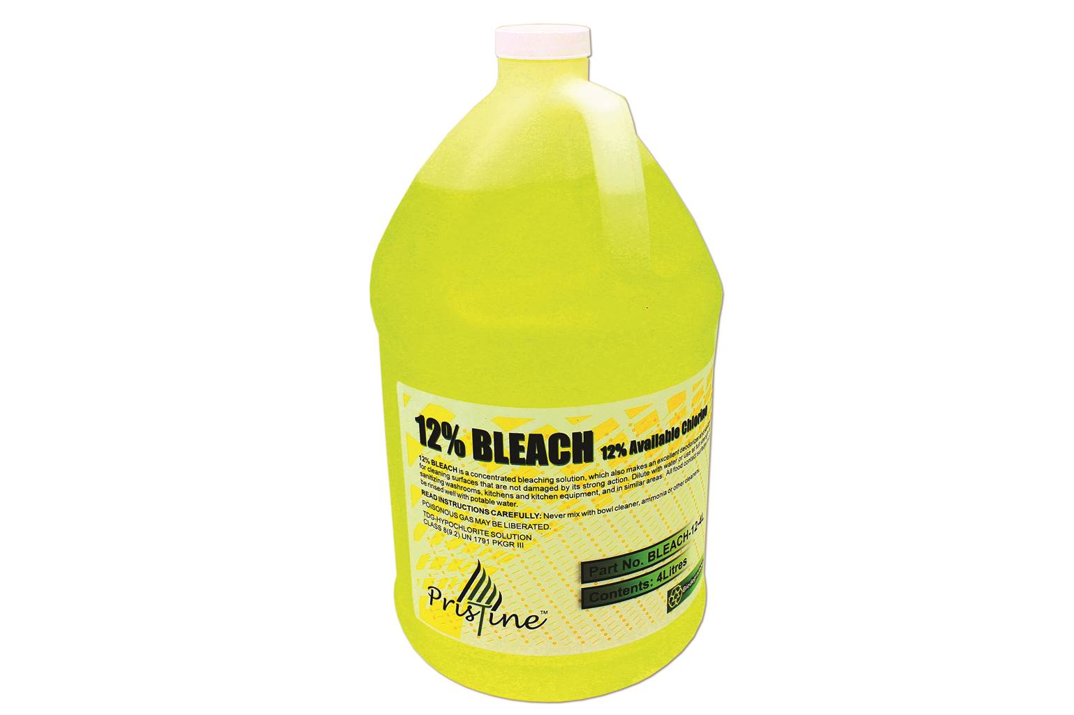Pristine INDUSTRIAL 12% BLEACH | jjjbleach124l | Gregg Distributors LP