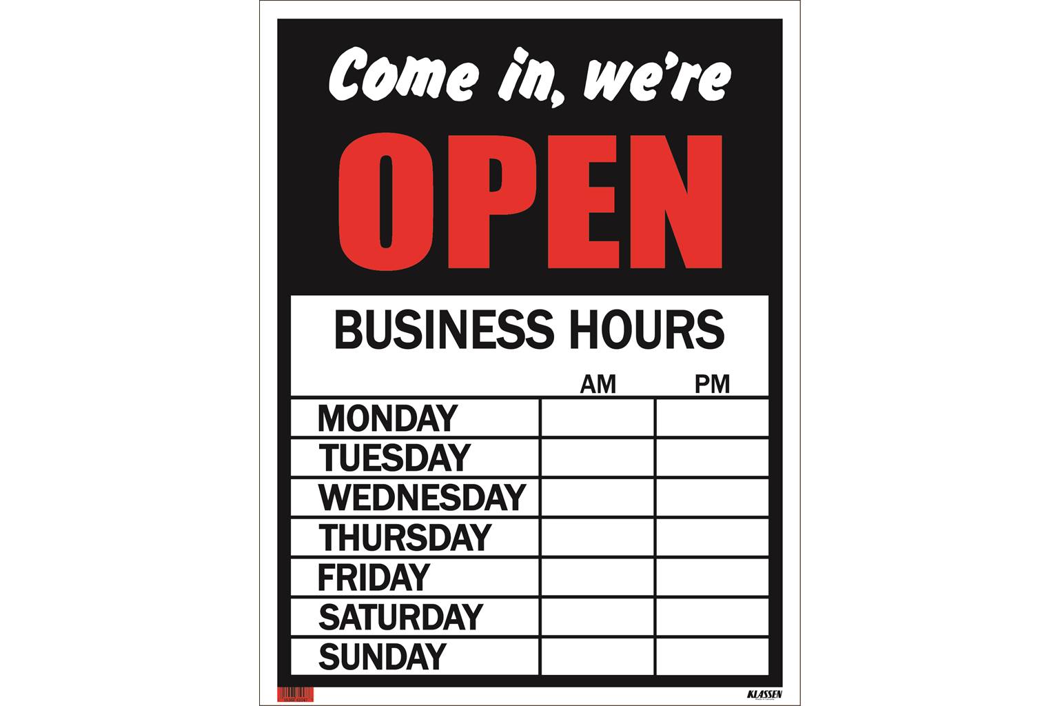 Klassen 19X24 OCBH SIGN | kla1193112 | ohcanadasupply.ca