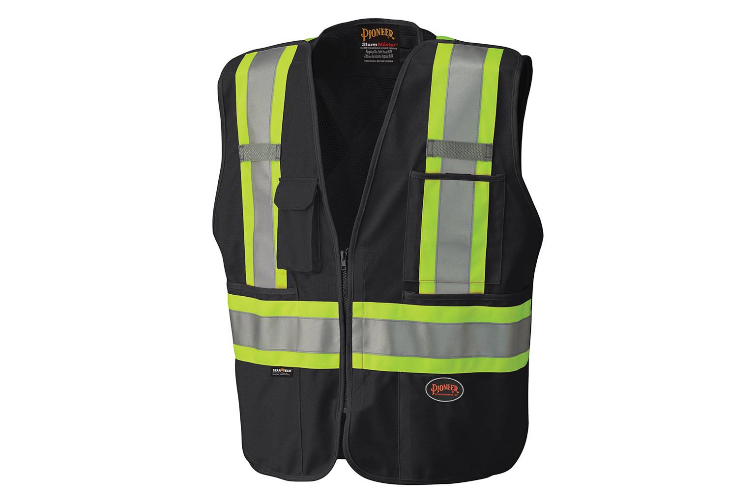 Pioneer HI-VIZ SAFETY TEAR-AWAY MESH BACK VESTS - BLACK - Series ...