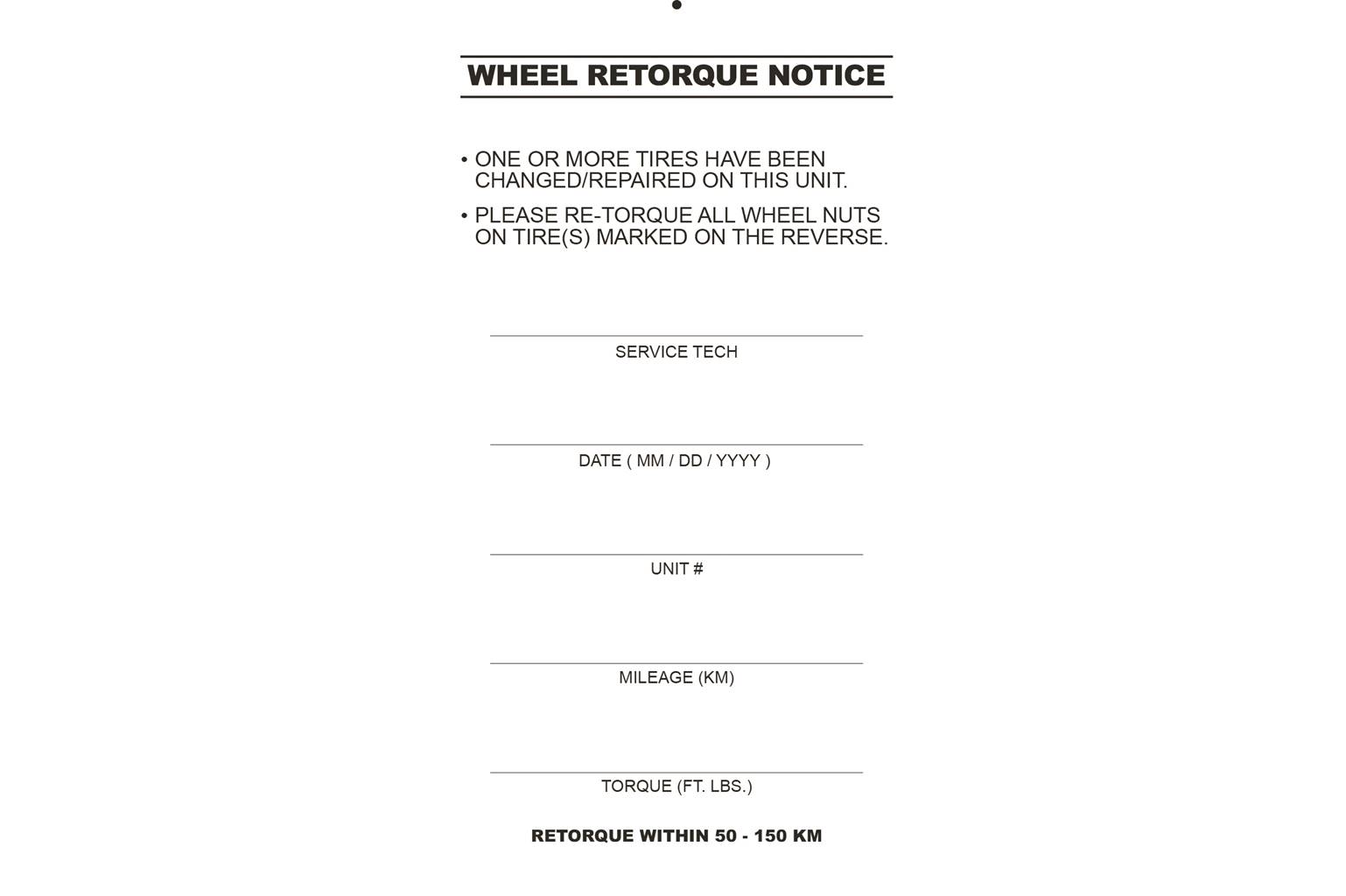 GDL WHEEL RETORQUE TAGS | nnnwrt100 | Gregg Distributors LP